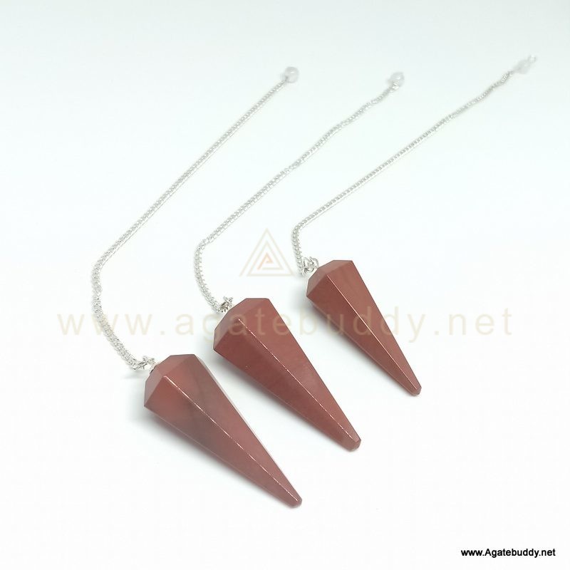 Red Jasper 6 Faceted Healing Pendulum - Agate Buddy