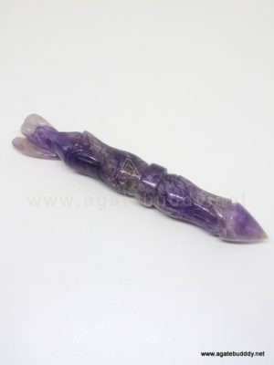Amethyst Angel Wand Carved Healing Stick - Agate Buddy
