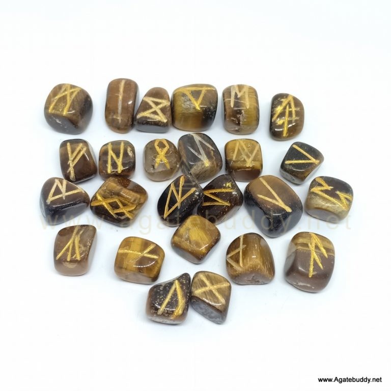 Top Quality Yellow Tiger Eye Gemstone Rune Set - AGATE BUDDY.