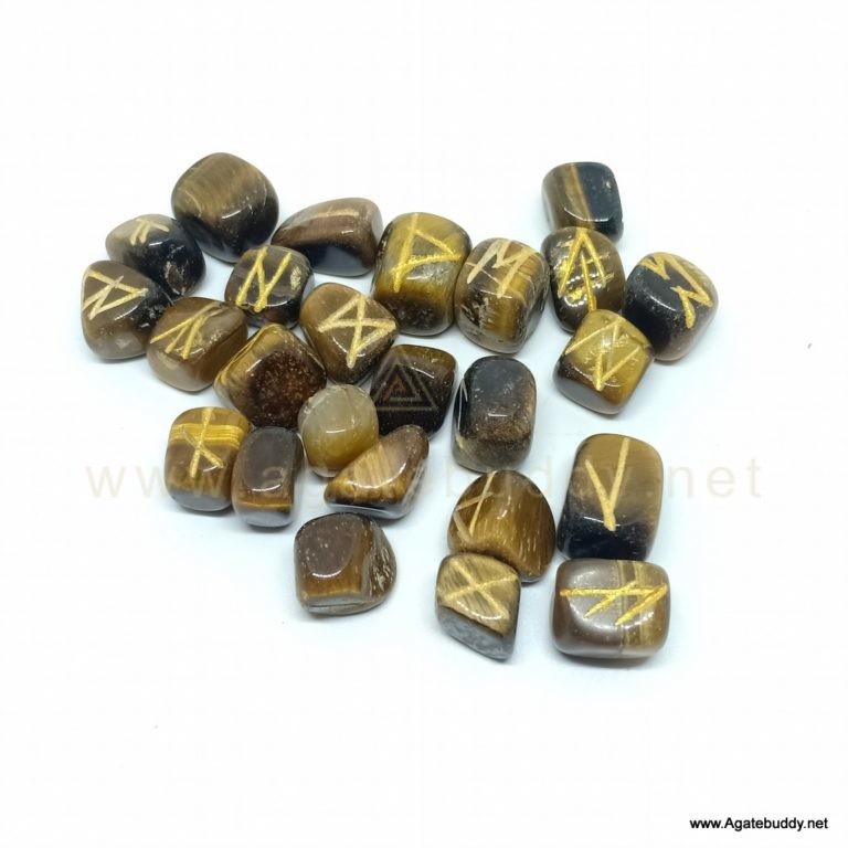 Top Quality Yellow Tiger Eye Gemstone Rune Set - AGATE BUDDY.