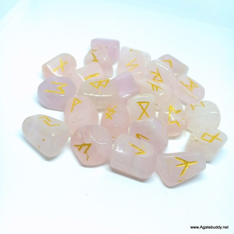 Rose Quartz Gemstone Rune Set. - Agate Buddy