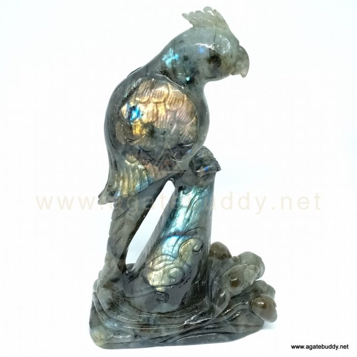 Natural Labradorite Hand Carved Crystal Parrot - Agate Buddy