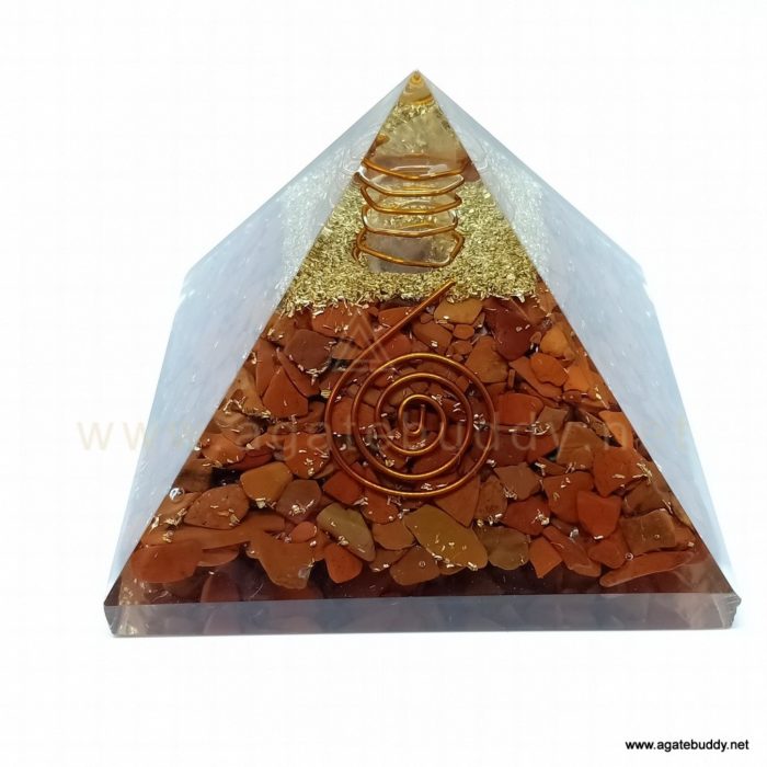 Red Jasper Orgonite Pyramid - Bulk Orgone Crystal Pyramid. - Agate Buddy