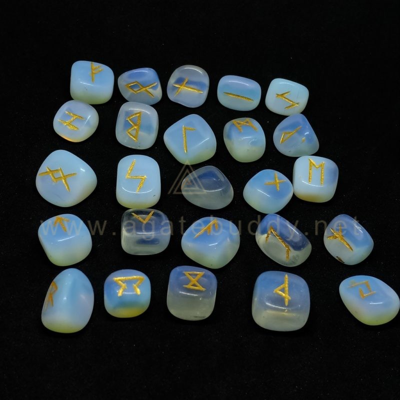 Opal Gemstone Crystal Engraved Rune Sets. - Agate Buddy