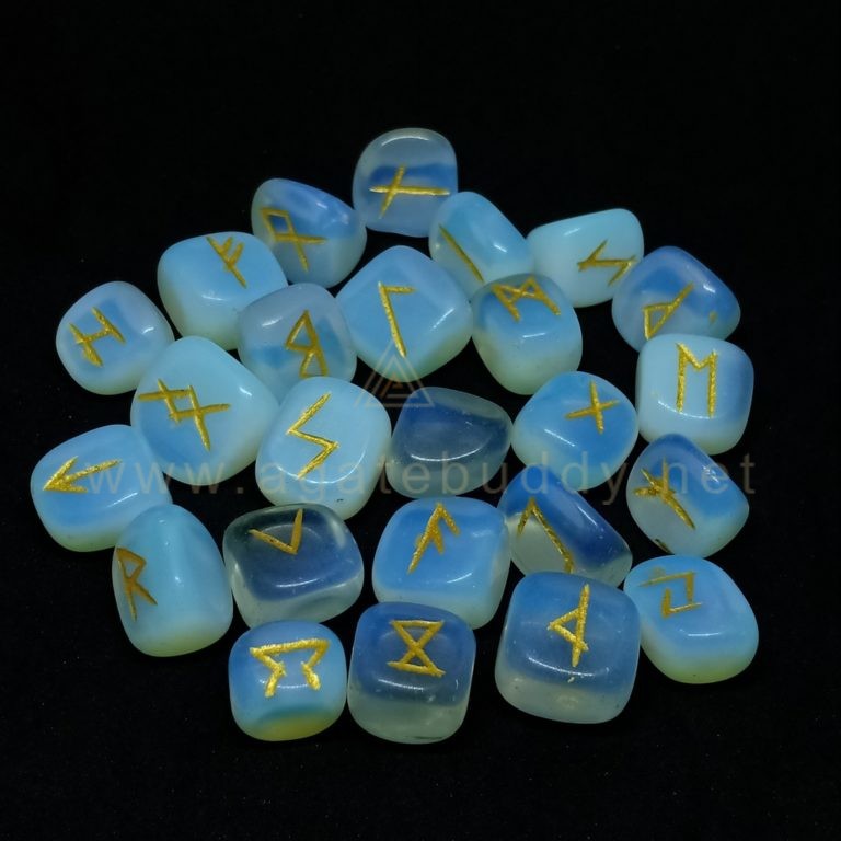 Opal Gemstone Crystal Engraved Rune Sets. - Agate Buddy