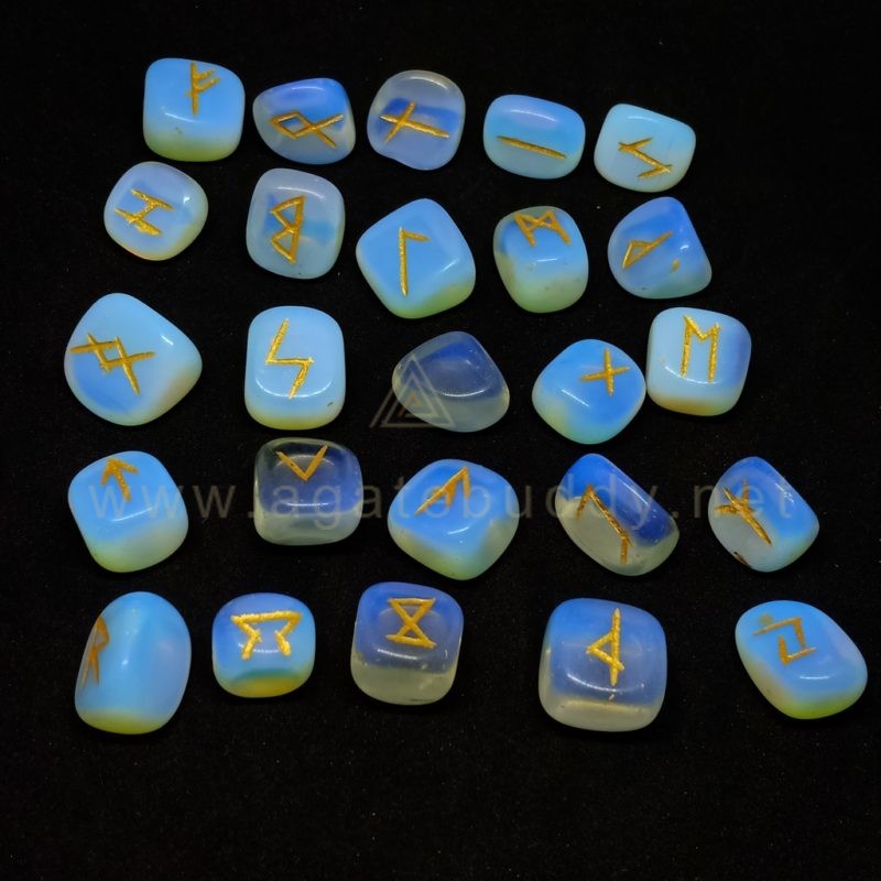 Opal Gemstone Crystal Engraved Rune Sets. - Agate Buddy