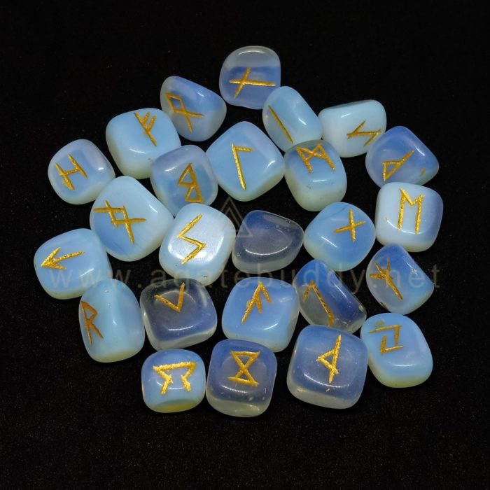 Opal Gemstone Crystal Engraved Rune Sets. - Agate Buddy
