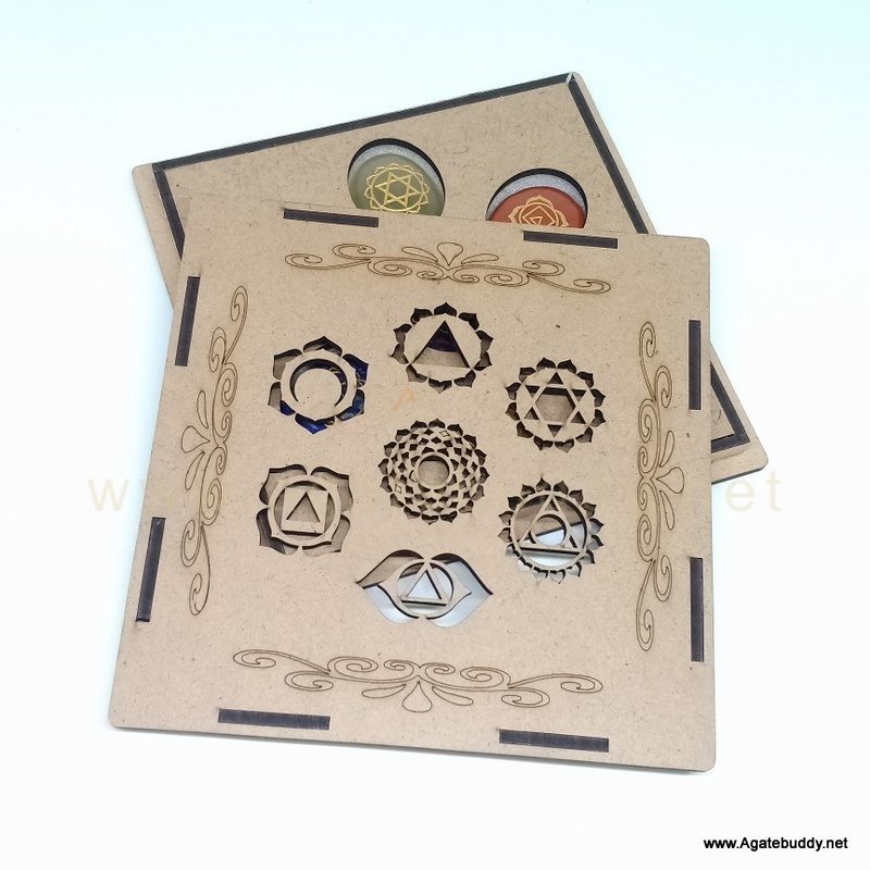 Seven Chakra Reiki Engraved Stone Set with Engraved Chakra Box. - Agate ...