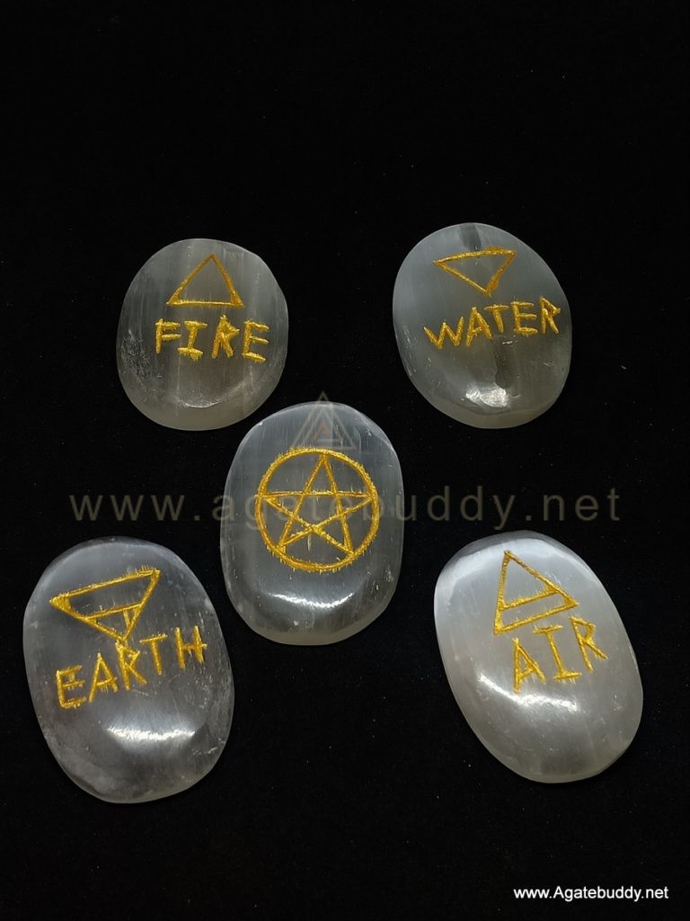 Selenite Elemental Reiki Stone Set. - Agate Buddy