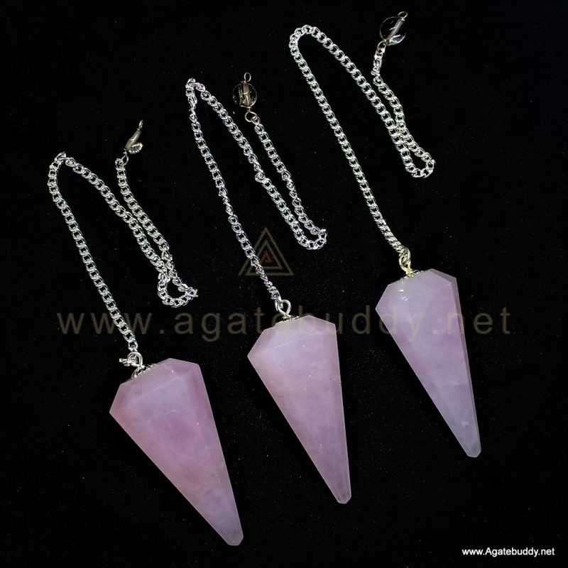 Rose Quartz 6 Faceted Pendulum | Gemstone Pendulum. - Agate Buddy